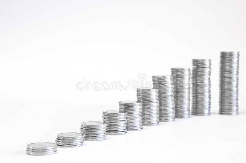 A Stack of Coins in Ascending Order. Profit Growth Concept. the ...