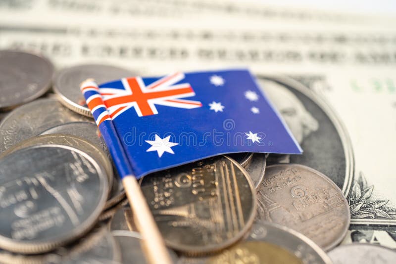 Stack of Coins with Australia Flag on White Background Stock Photo ...