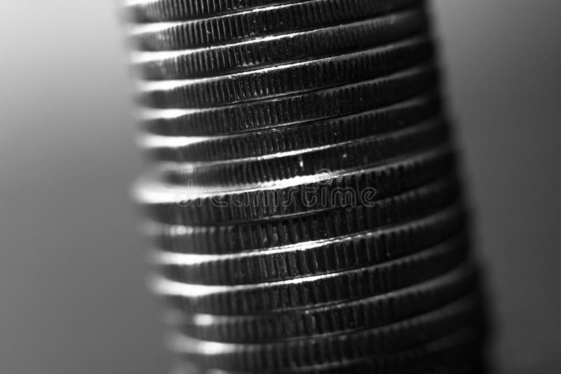 Stack of Coins Black and White Macro Stock Image - Image of england ...