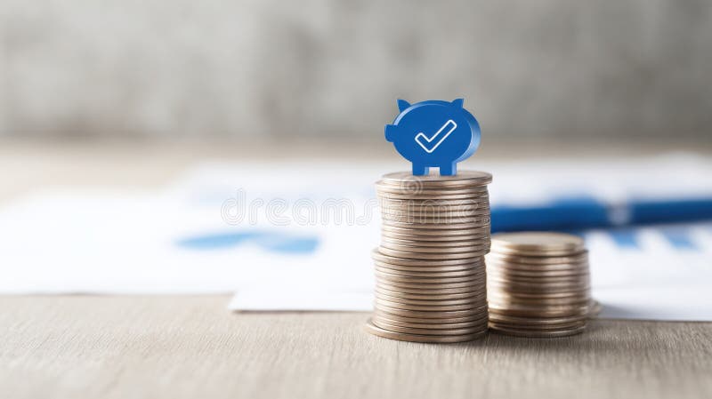Stack of Coins with a Blue Marker Signifying Auto-savings Trigger Icon ...