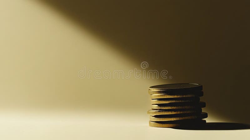 Stack of Coins Casting Shadow, Concept of Wealth and Financial ...