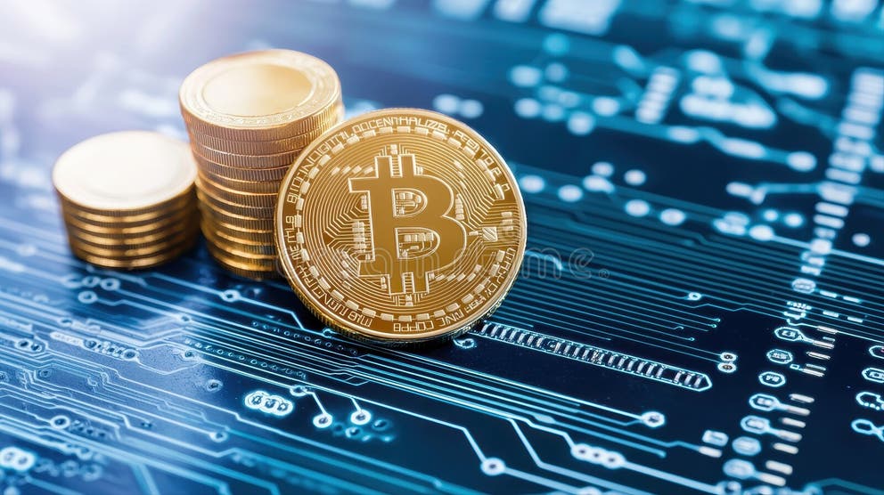 Stack of Coins on a Circuit Board Representing Investment in ...