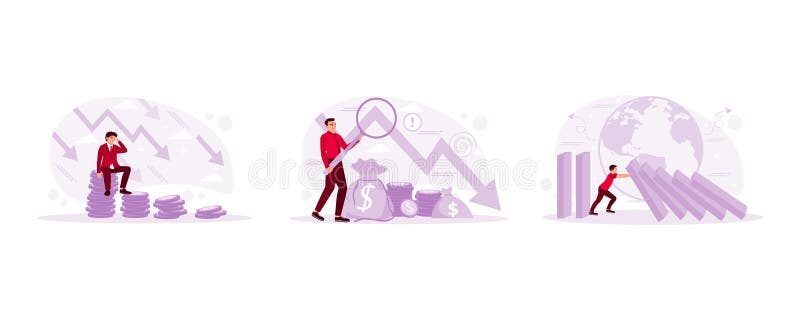 Stack of Coins with Descending Arrow. Loss of Investment and Capital ...