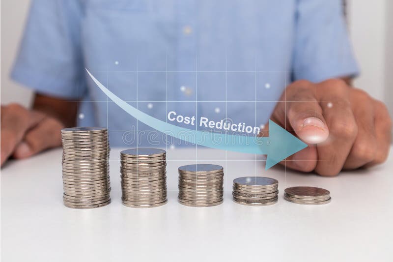 Stack of Coins in Descending Order with Down Arrow. Cost Reduction ...