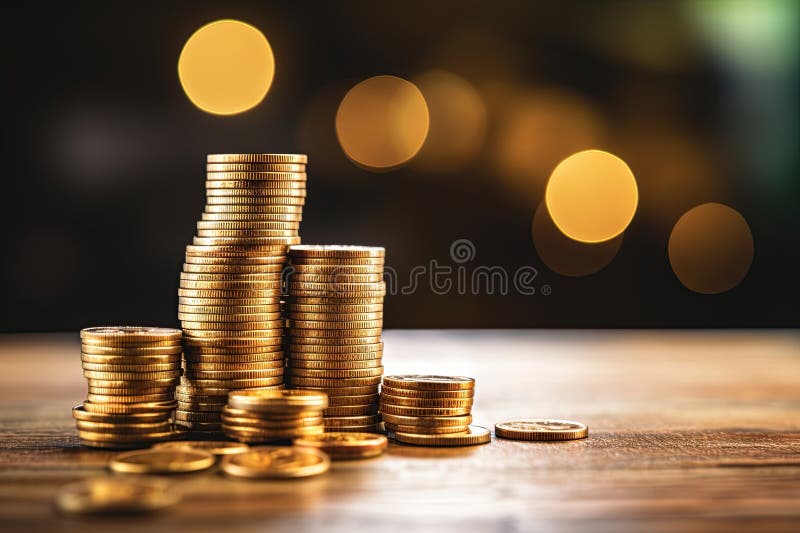 Stack of Coins on a Desk. Financial, Banking, Investment Concept ...