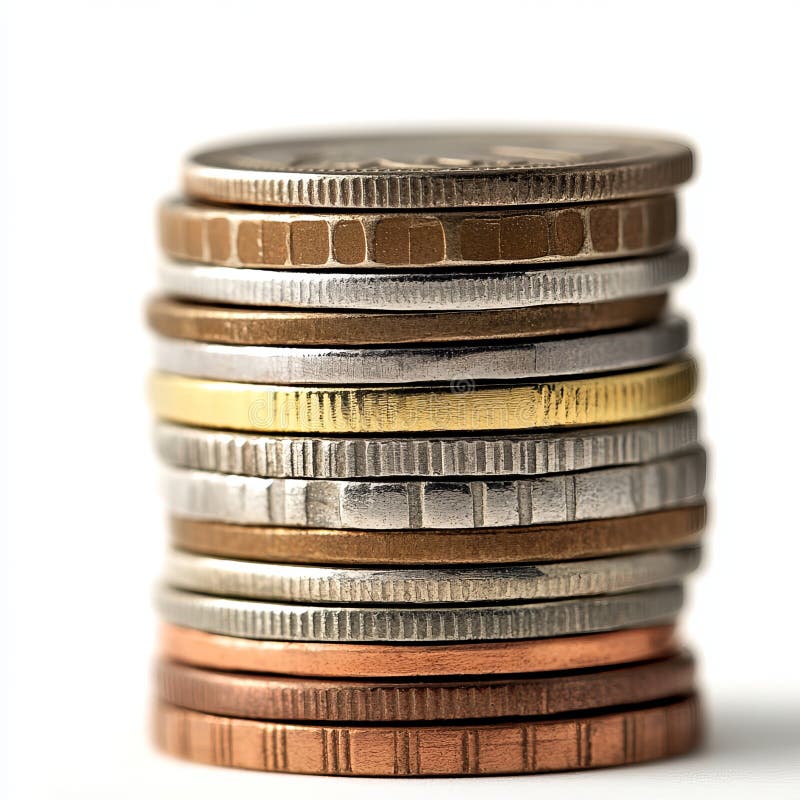 A Stack of Coins with Different Colors and Sizes Stock Illustration ...