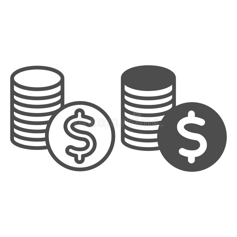 Stack of Dollar Coins Vector Icon. Black and White Cash Illustration ...