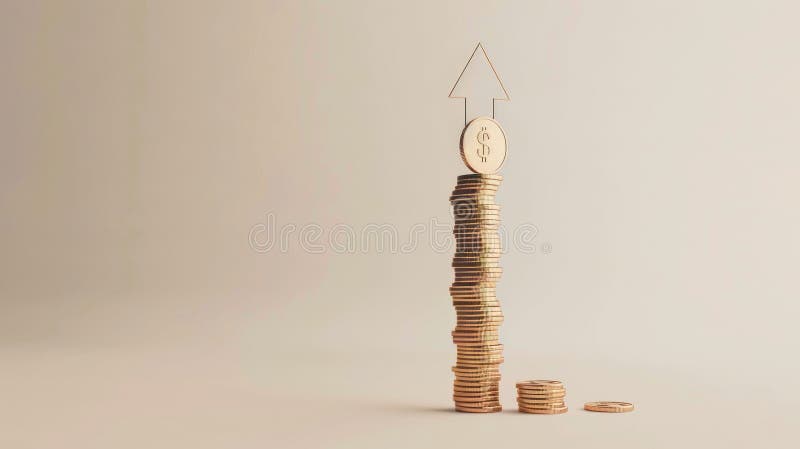 A Stack of Coins with a Dollar Sign on Top and a Dollar Sign on the ...