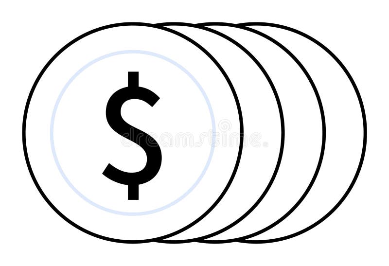 Stack of Coins with Dollar Symbol in Minimalist Black and White Style ...