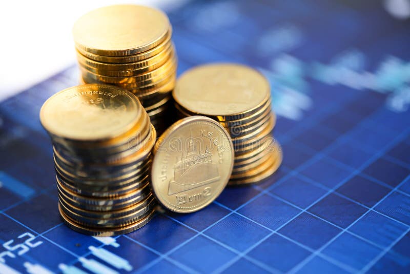 Stack of Coins with Finance Graph Background. Stock Photo - Image of ...