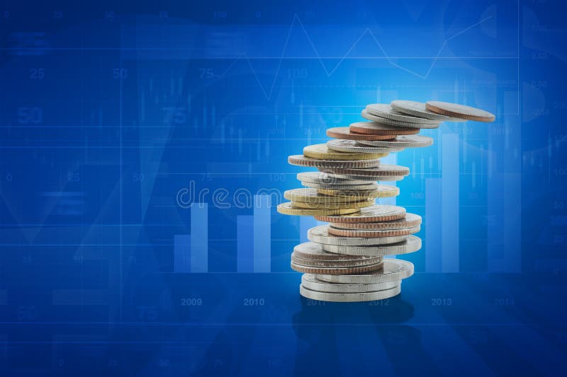 Stack of Coins on Financial Chart and Graph, Investment Risk Con Stock ...