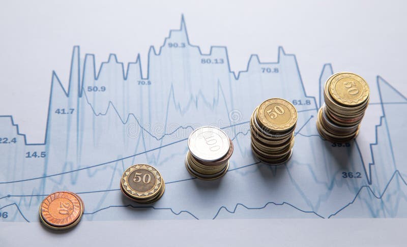 Stack of Coins with a Financial Growth Graphs Stock Illustration ...