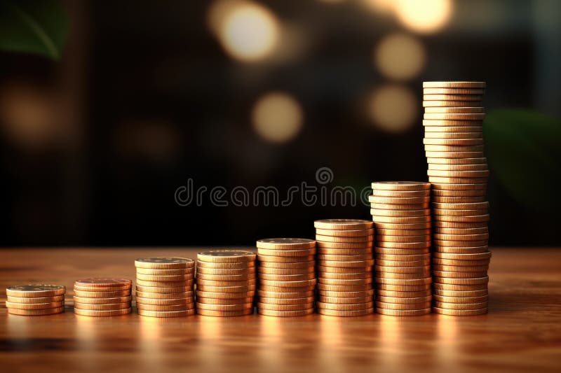A Stack of Coins Forming an Upward Graph Stock Photo - Image of wealth ...