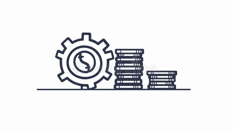 Coin Stack Next To Gear Icon: Professional Business and Finance Concept ...