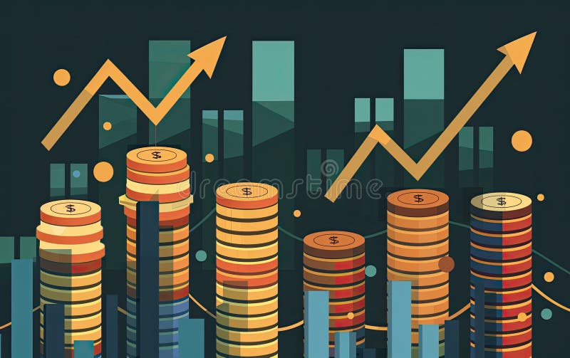 Coins on Graph with Keywords Buildings, Fonts, Cities, Art Stock ...