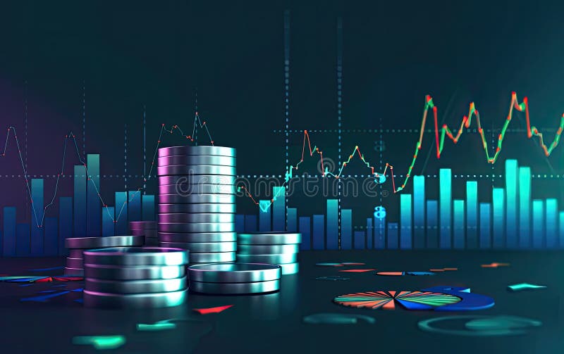 Coins on Graph with Keywords Buildings, Fonts, Cities, Art Stock ...