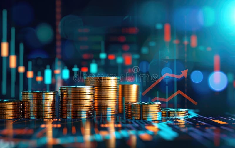 Coins on Graph with Keywords Buildings, Fonts, Cities, Art Stock ...