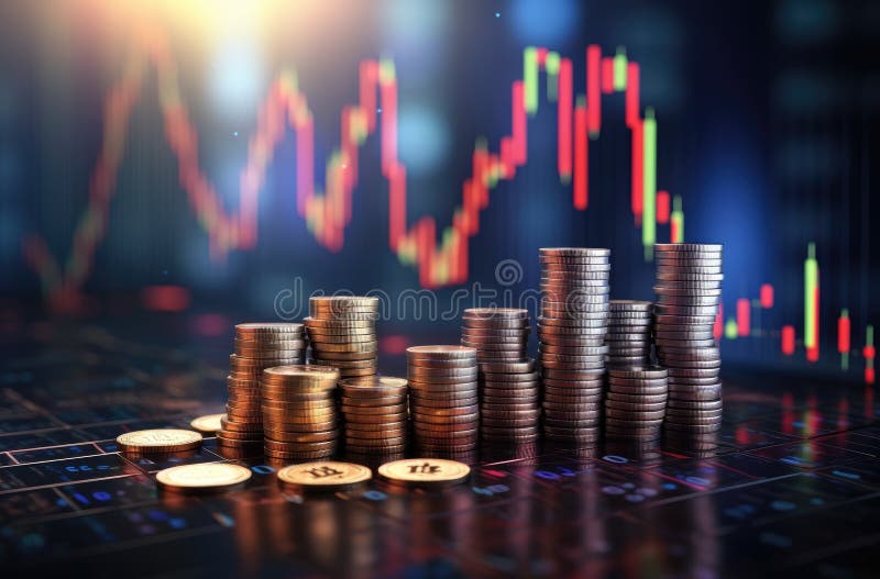 Stack of Coins and Graph Stock Market or Forex Trading Graph and ...