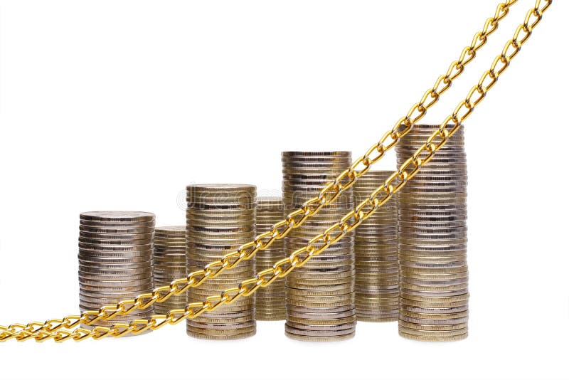 Stack of coins graphed stock image. Image of loan, growth - 65082265