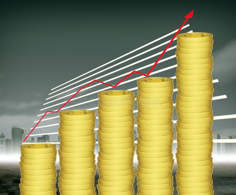 Stack of Coins with Graphical Chart Stock Image - Image of town, coin ...