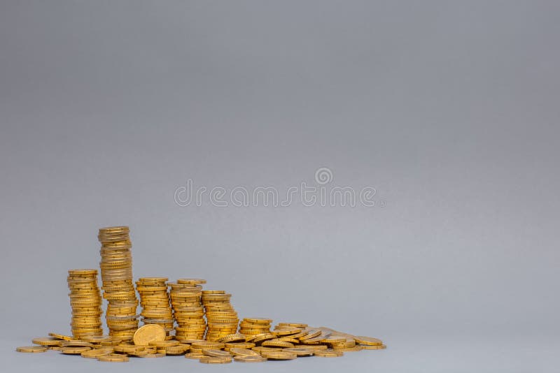 Stack of Coins, on Gray Background Stock Photo - Image of profit ...