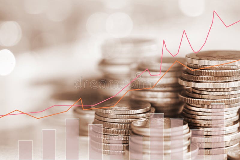Stack of Coins with Growing Graph for Business Finance Stock Photo ...