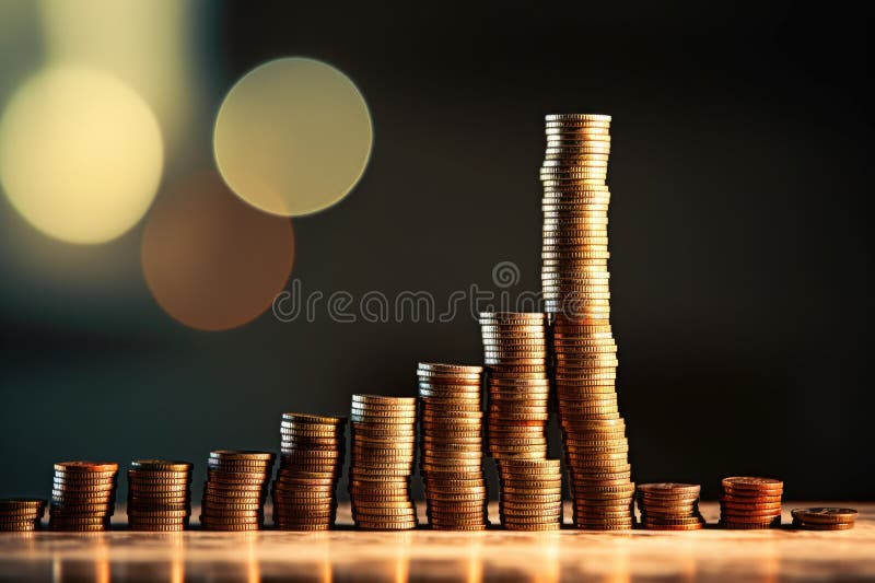 A Stack of Coins Growing Progressively Taller Stock Image - Image of ...