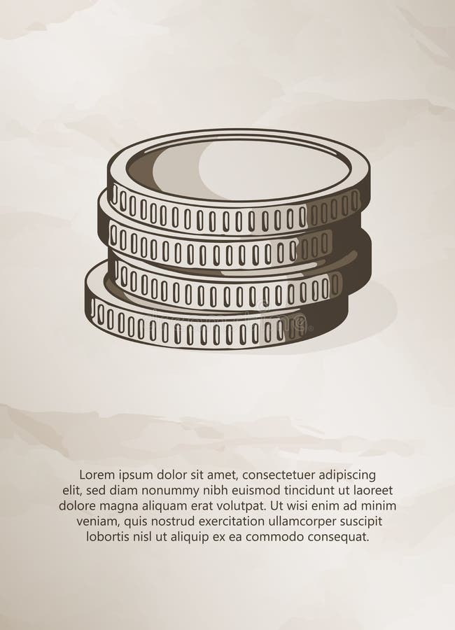 Stack of Coins on Grunge Background Stock Vector - Illustration of ...