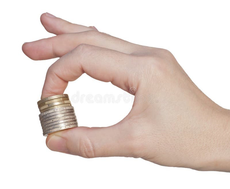 Stack coins in hand stock image. Image of concepts, currency - 22025471