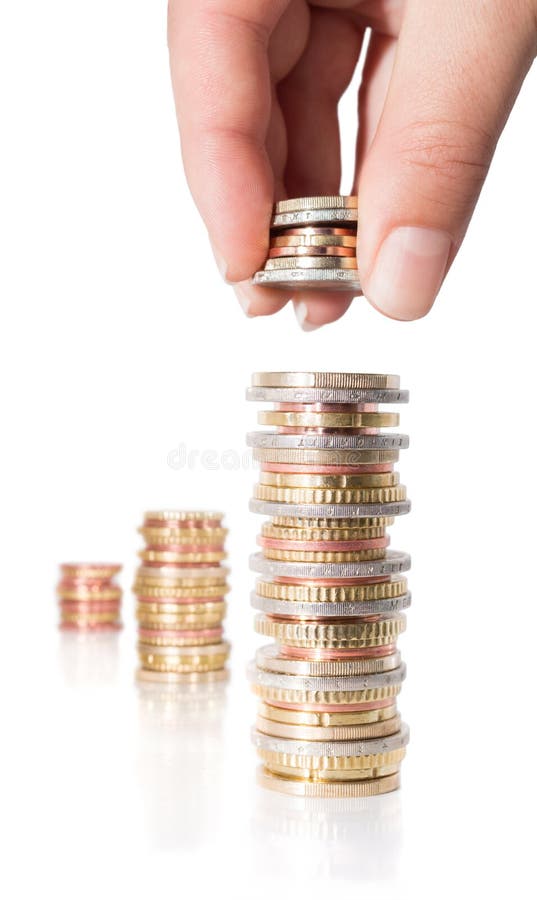 Stack Coins with Hand - Increasing Revenue Stock Image - Image of ...