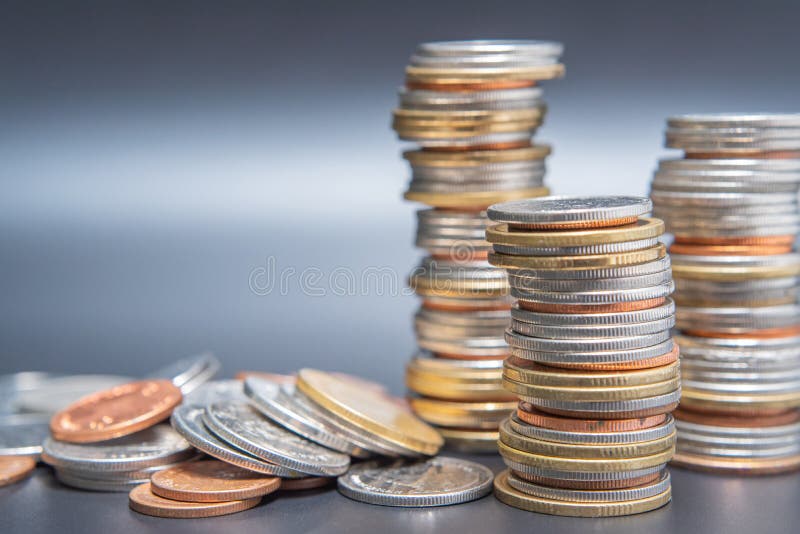 Stack of Coins and Heap Coins on Black Table Stock Illustration ...