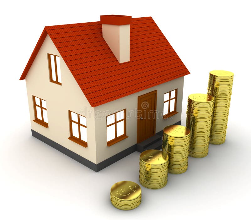Stack of Coins and House Icon Stock Illustration - Illustration of ...