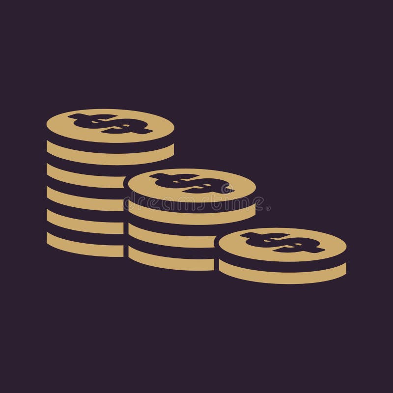 The Stack of Coins Icon. Dollar, Money, Coin, Bank Symbol Stock Vector ...