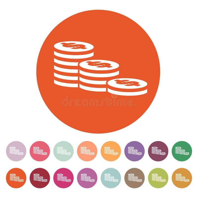 The Stack of Coins Icon. Dollar, Money, Coin, Bank Symbol Stock Vector ...