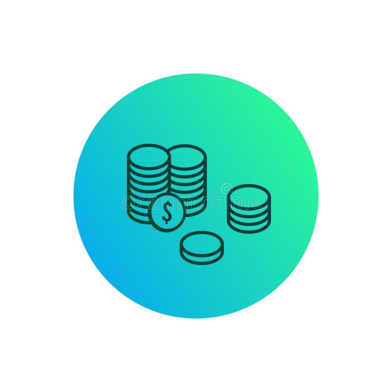 Stack of Coins Icon. Gradient Button with Money on it Stock Vector ...