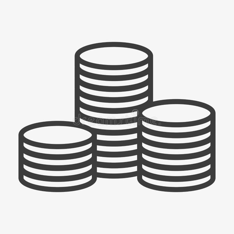 Stack of Coins Icon Isolated on White Background Stock Vector ...