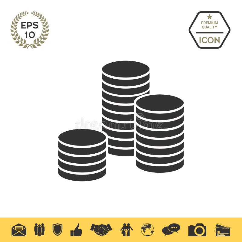Stack of coins icon stock vector. Illustration of shiny - 116417217