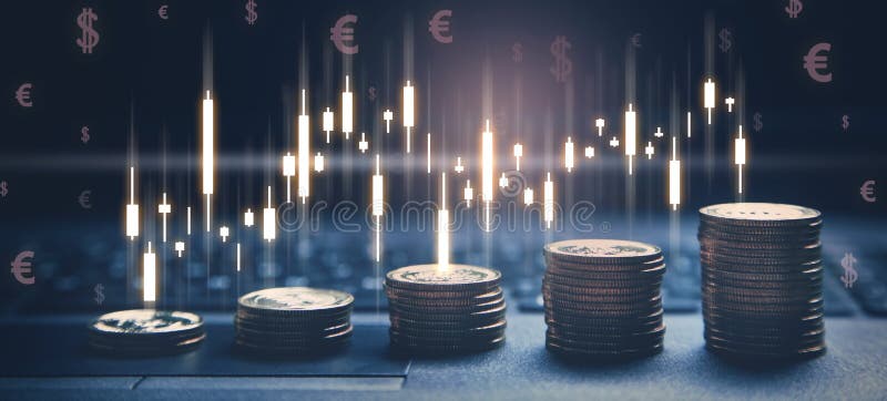 Stack of Coins and Investment Graph. Financial Concept Stock Photo ...