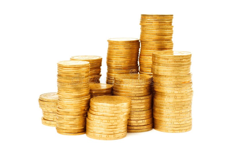 Stack of Coins Isolated on White Stock Photo - Image of concept ...