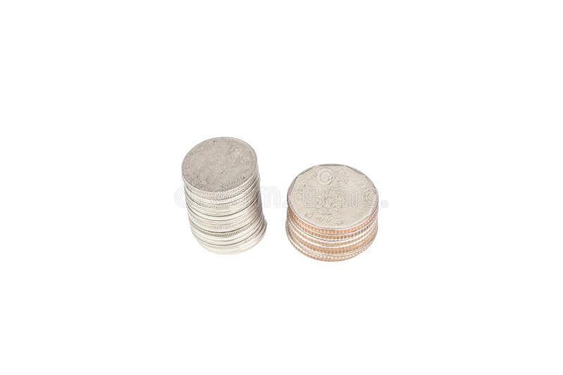 Stack of Coins Isolated on White Background Stock Photo - Image of ...
