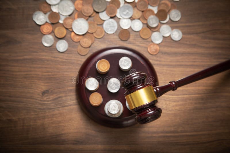 Stack of Coins with Judge Gavel Stock Image - Image of divorce, payment ...