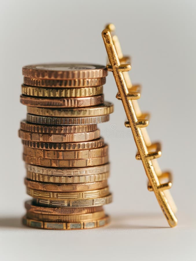 Stack Coins Ladder Representing Financial Growth Success Stock Photos ...