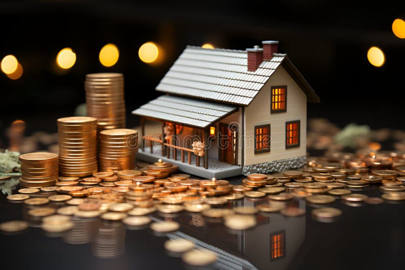 Stack Coins and Model Wooden House, Saving and Manage Money for ...