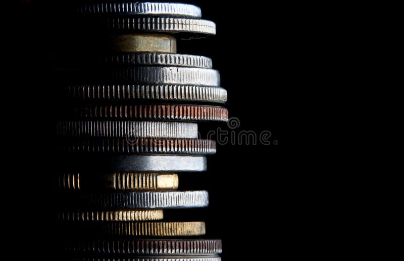 Stack of Coins with Meter Tool - Concept of Measuring Money Value Stock ...