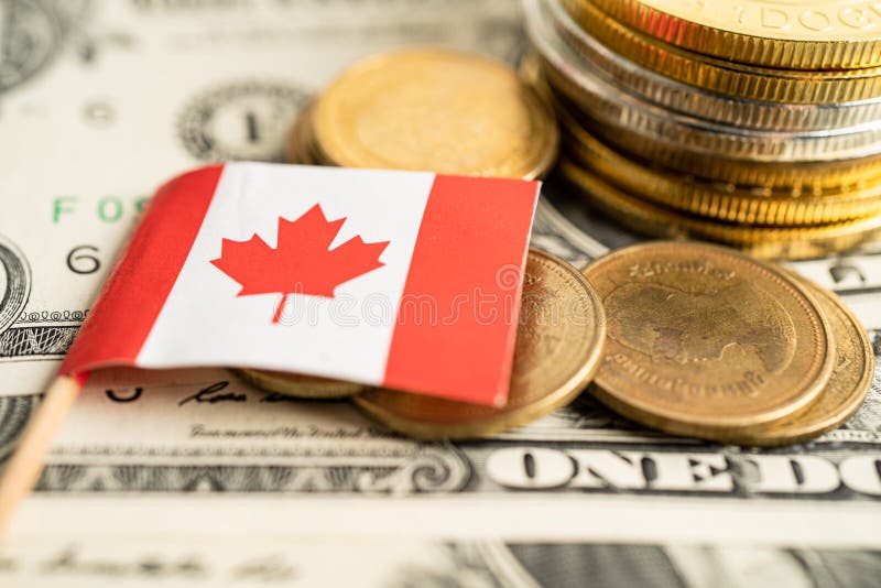 Stack of Coins Money with Canada Flag, Finance Banking Concept Stock ...