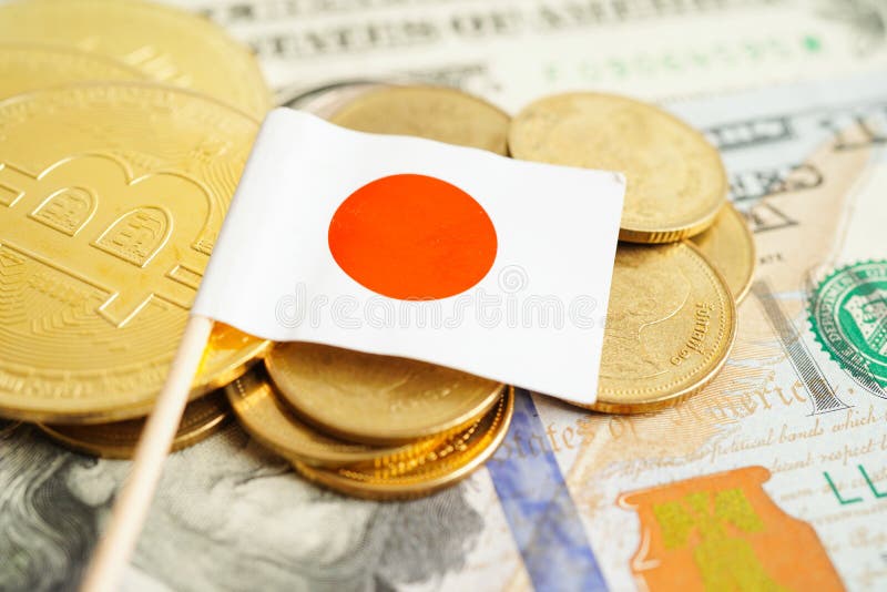 Stack of Coins Money with Japan Flag, Finance Banking Concept Stock ...