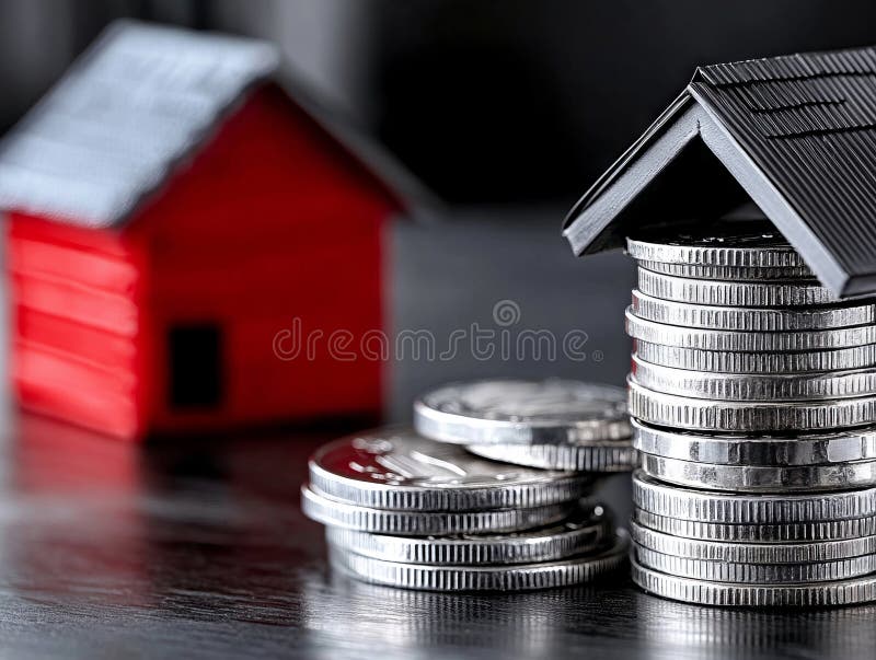 Stack Coins Next Small House Top Pile Stock Photos - Free & Royalty ...