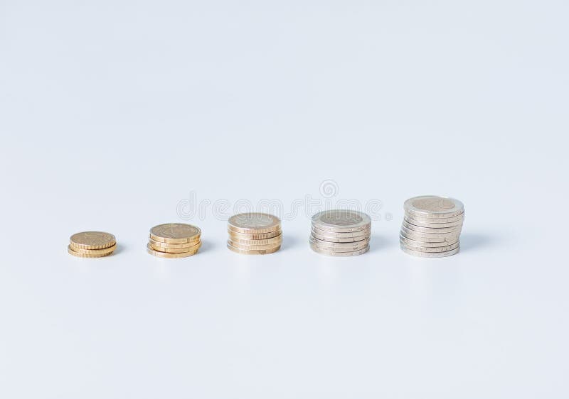 Stack of coins in one row stock photo. Image of bank - 38100786
