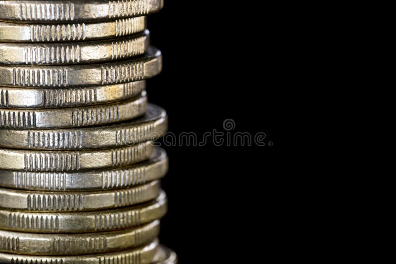 Coins over Black stock image. Image of gold, focus, background - 35260113