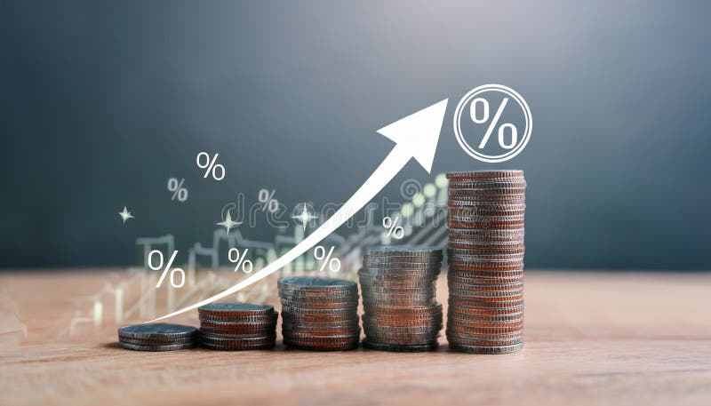 A Stack of Coins with a Percent Sign on Top Stock Photo - Image of ...